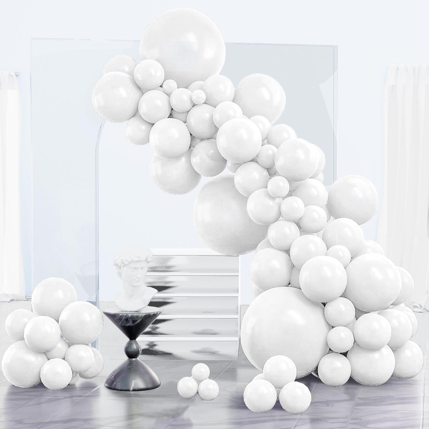 Amazon.com: PartyWoo Pearl White Balloons 123 pcs White Balloons Pearl ...