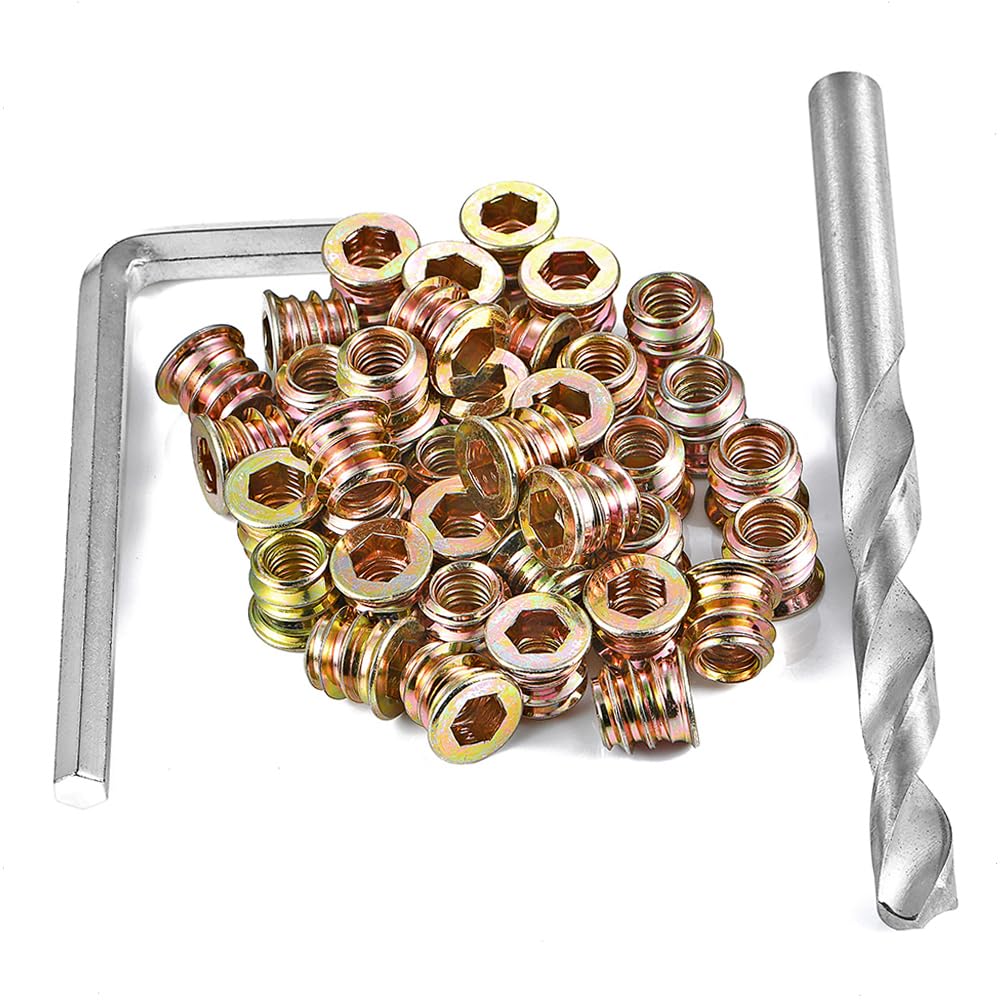 80 Pieces 1/4"-20 x 10mm Threaded Inserts for Wood Insert Nut Hex ...