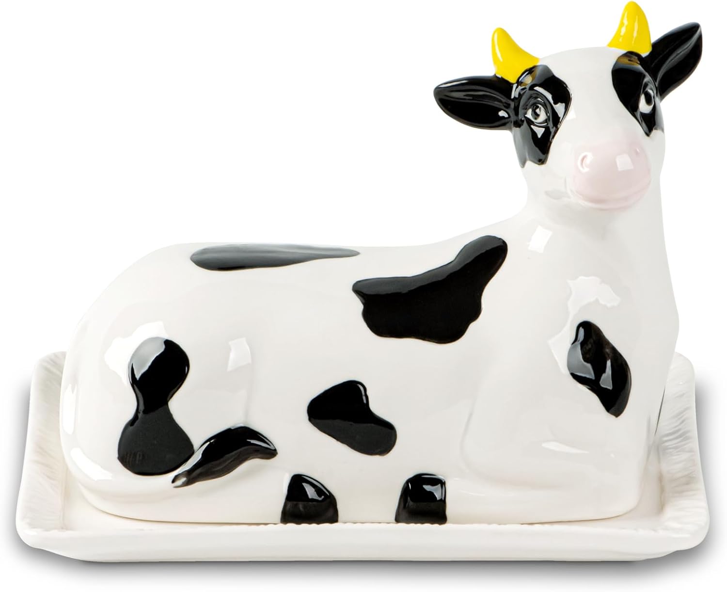 Amazon.com | Cow Butter Dish With Lid For Countertop Ceramic Butterdish ...
