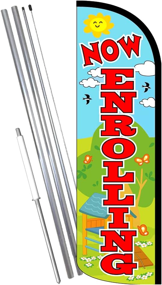 Amazon.com : Vista Flags NOW ENROLLING (Blue/Green) Windless Feather ...