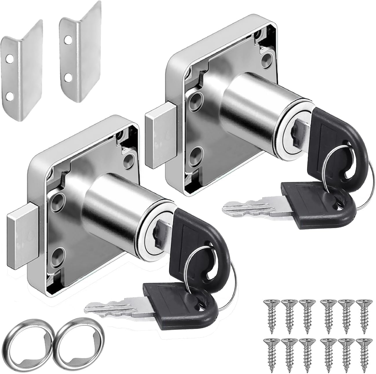 Litensh 2PCS Cam Lock with Key Alike, Security Cabinet Lock Cupboard ...