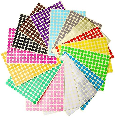 Dot Stickers,16 Sheet 13mm Round Coloured Dots Sticky Dots 1980 Circle ...