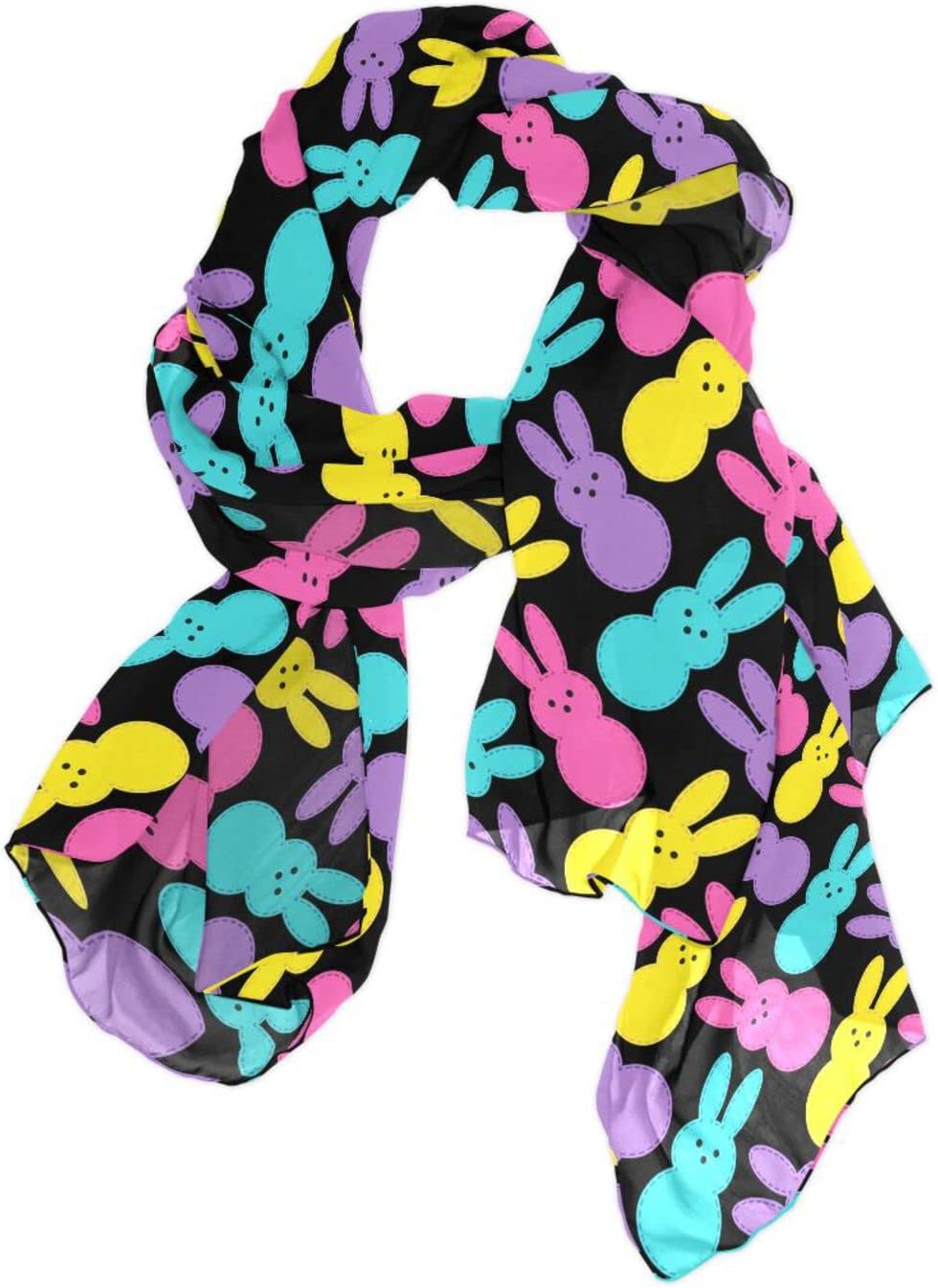 Long Scarf for Women Happy Easter Cute Rabbits Lightweight Sheer Scarve ...