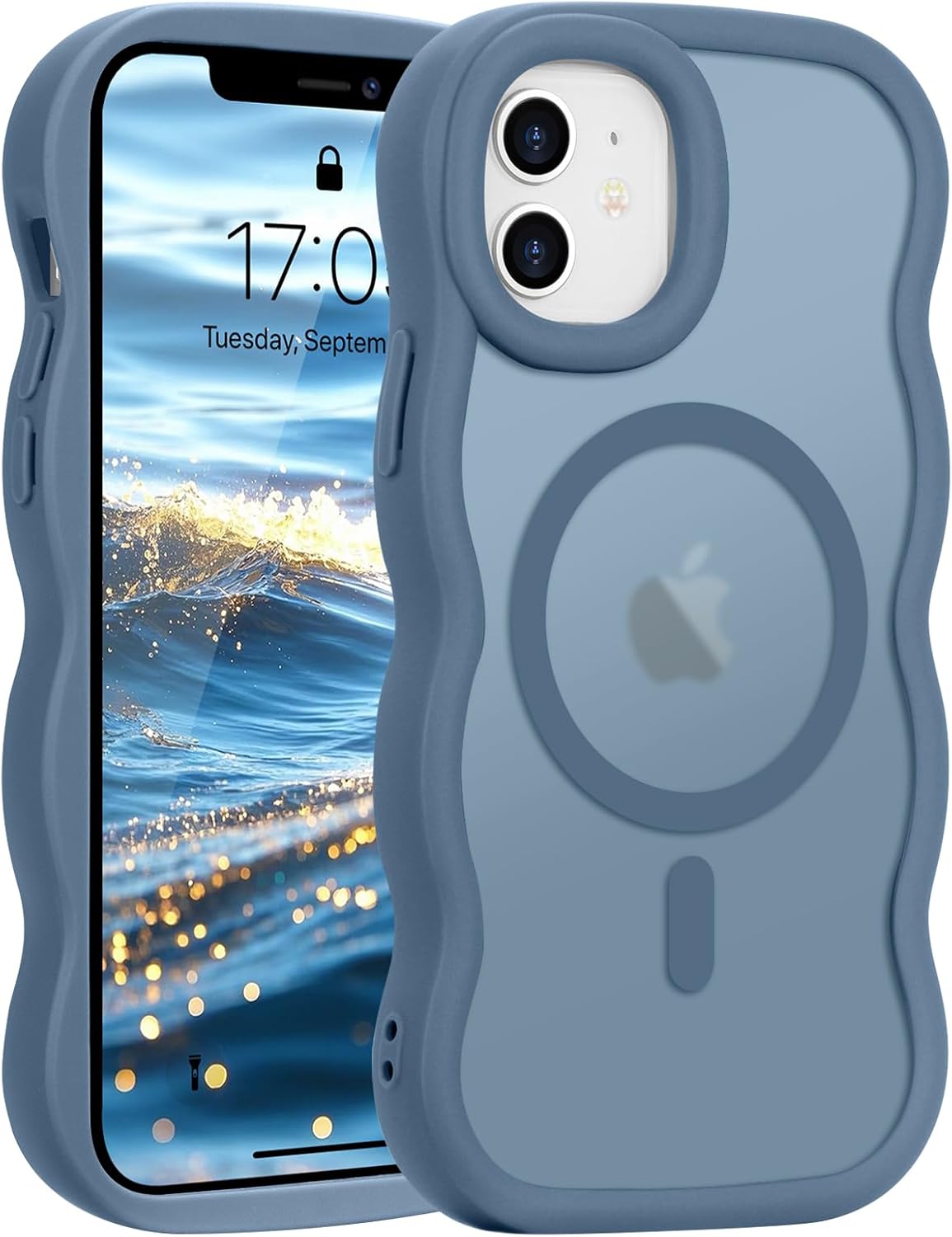 Amazon.com: Pepmune for iPhone 12/12 Pro Case, Curly Wavy Frame Translucent Matte Clear Hard ...