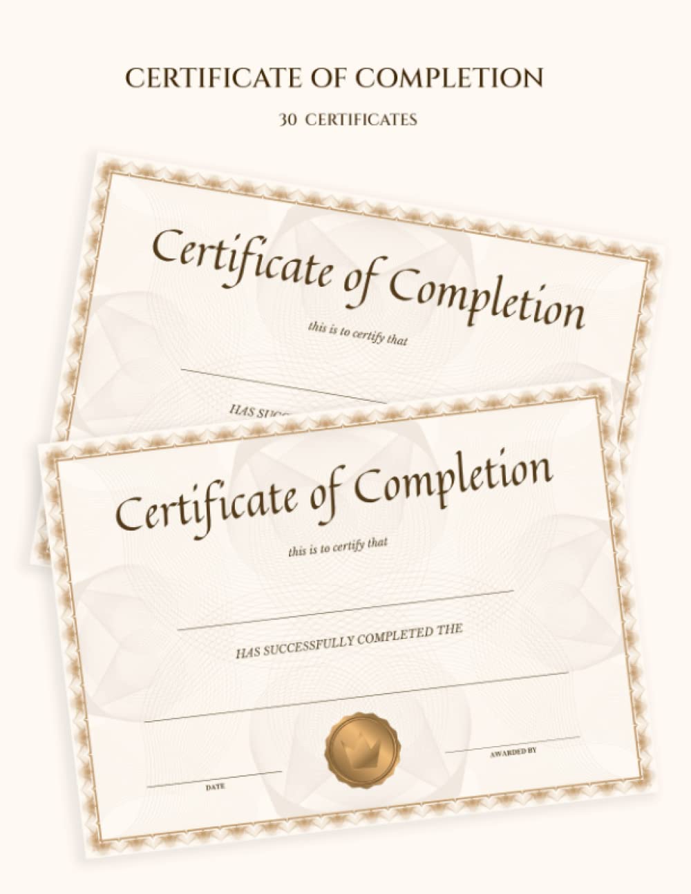 Certificate of Completion: Classic Award Certificates Notebook with 30 ...