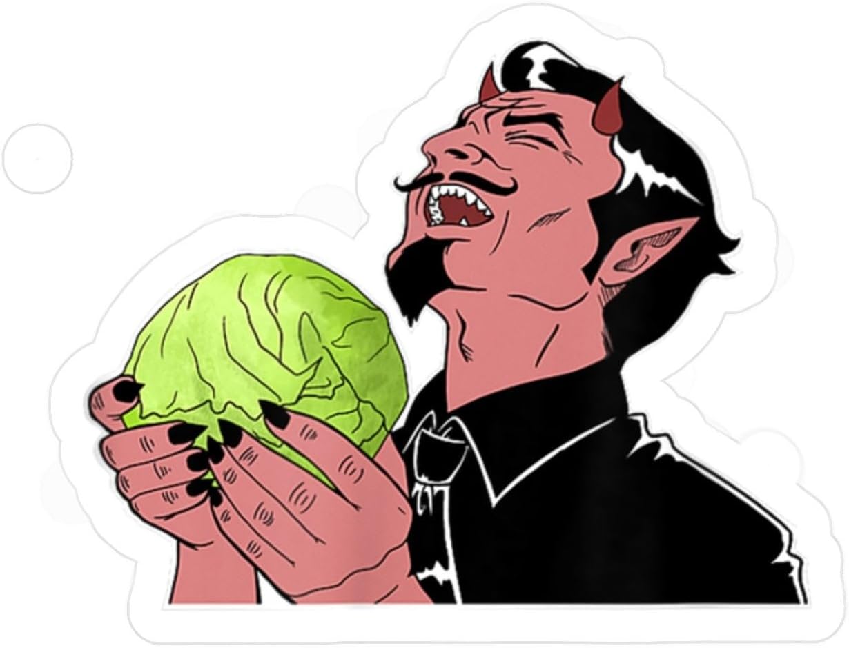 Amazon.com: Funny Devil's Cabbage Sticker, Satan Weed Humor Sticker ...