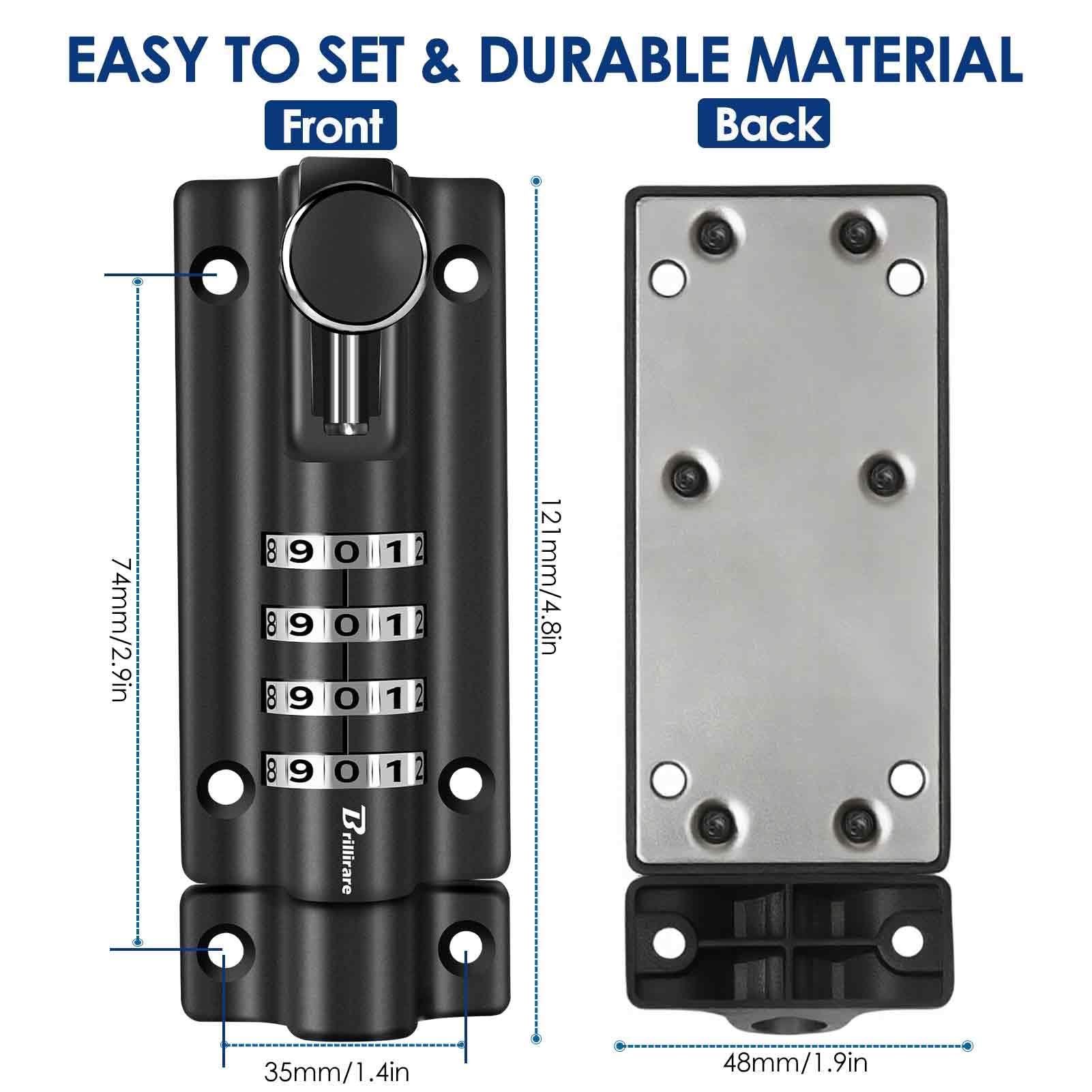 Snapklik.com : Combination Locking Bolt 4 Digit, Sliding Bolts Latch ...