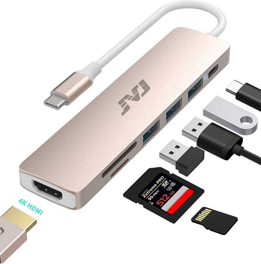 JVJ USB C ハブ 7-in-1 typec ハブ 4K HDMI 100W PD USB 3.0 SD/MicroSD