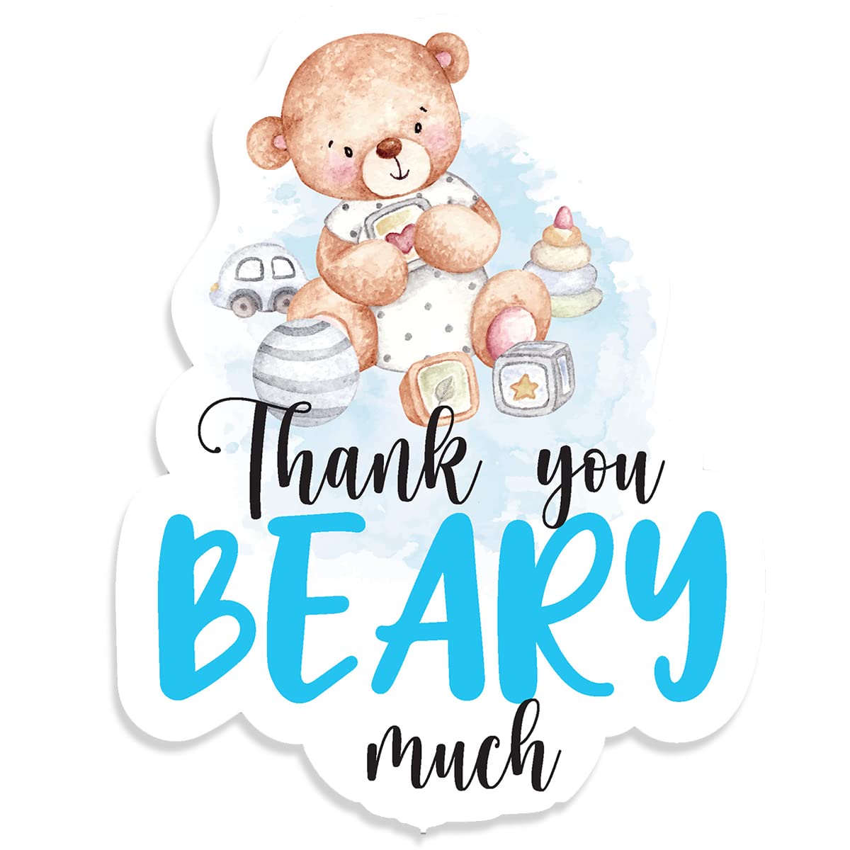 Amazon.com: Cute Thank You Beary Much Blue Bear Boy Thank You Stickers ...