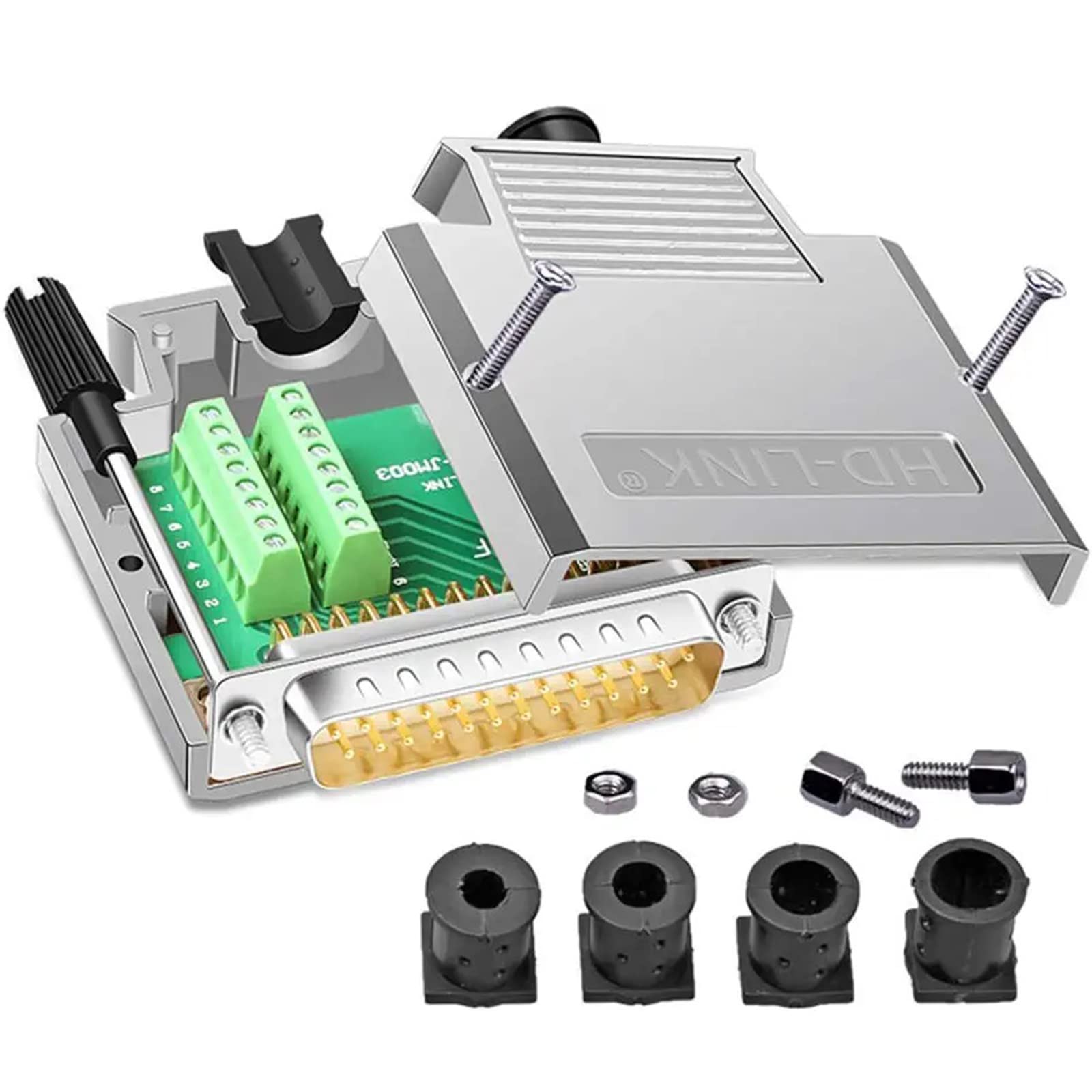 PENGIN DB25 Breakout Connector, Solderfree Metal Shell RS232 D-SUB ...