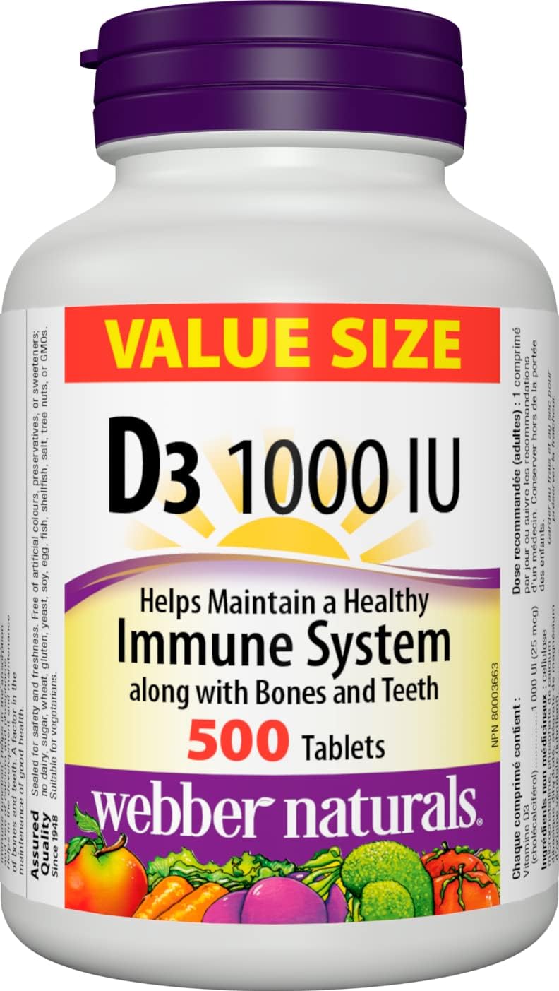 Amazon.com: Webber Naturals Vitamin D3 1,000 IU, 500 Tablets : Health & Household