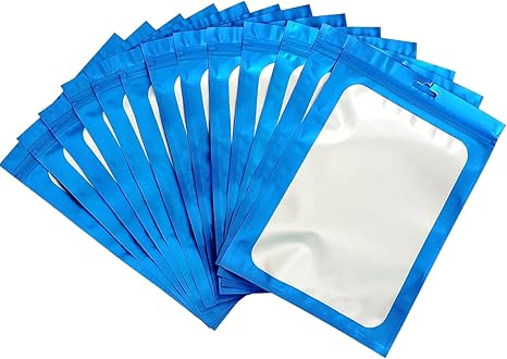 100Pcs Blue Mylar Ziplock Bags Foil Sealed Bags Holographic Plastic ...