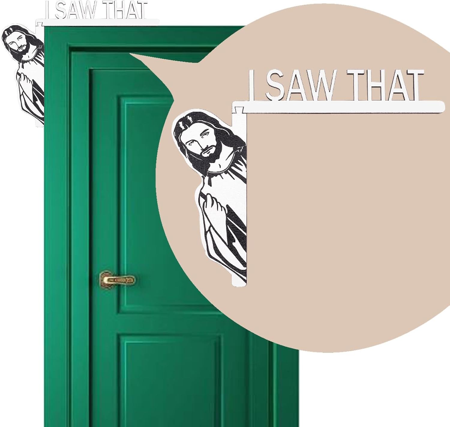 CREATCABIN I Saw That Door Frame Decor Wood Christian Door Sitter Frame ...