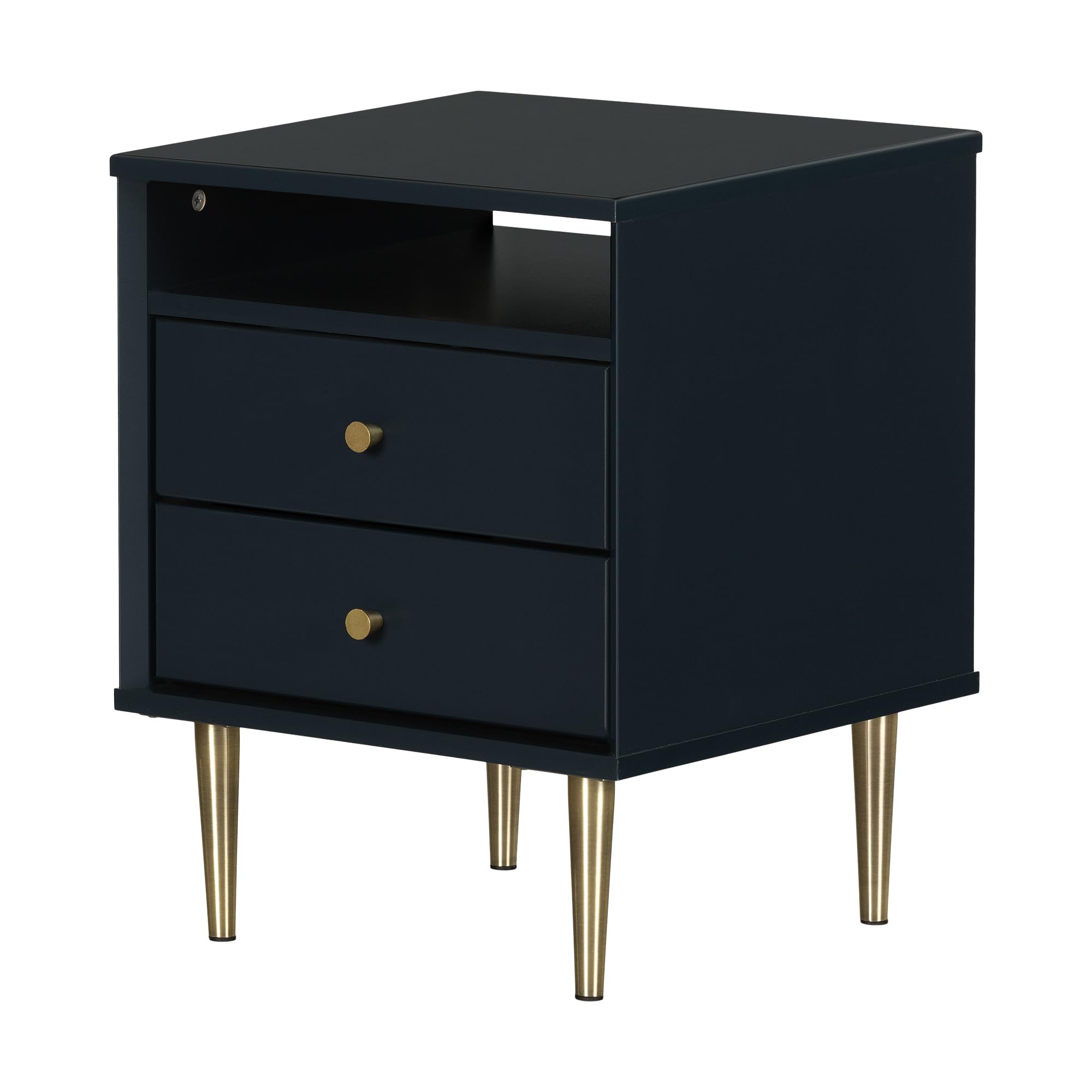 Amazon.com: South Shore Dylane 2-Drawer Nightstand, Navy Blue : Home ...