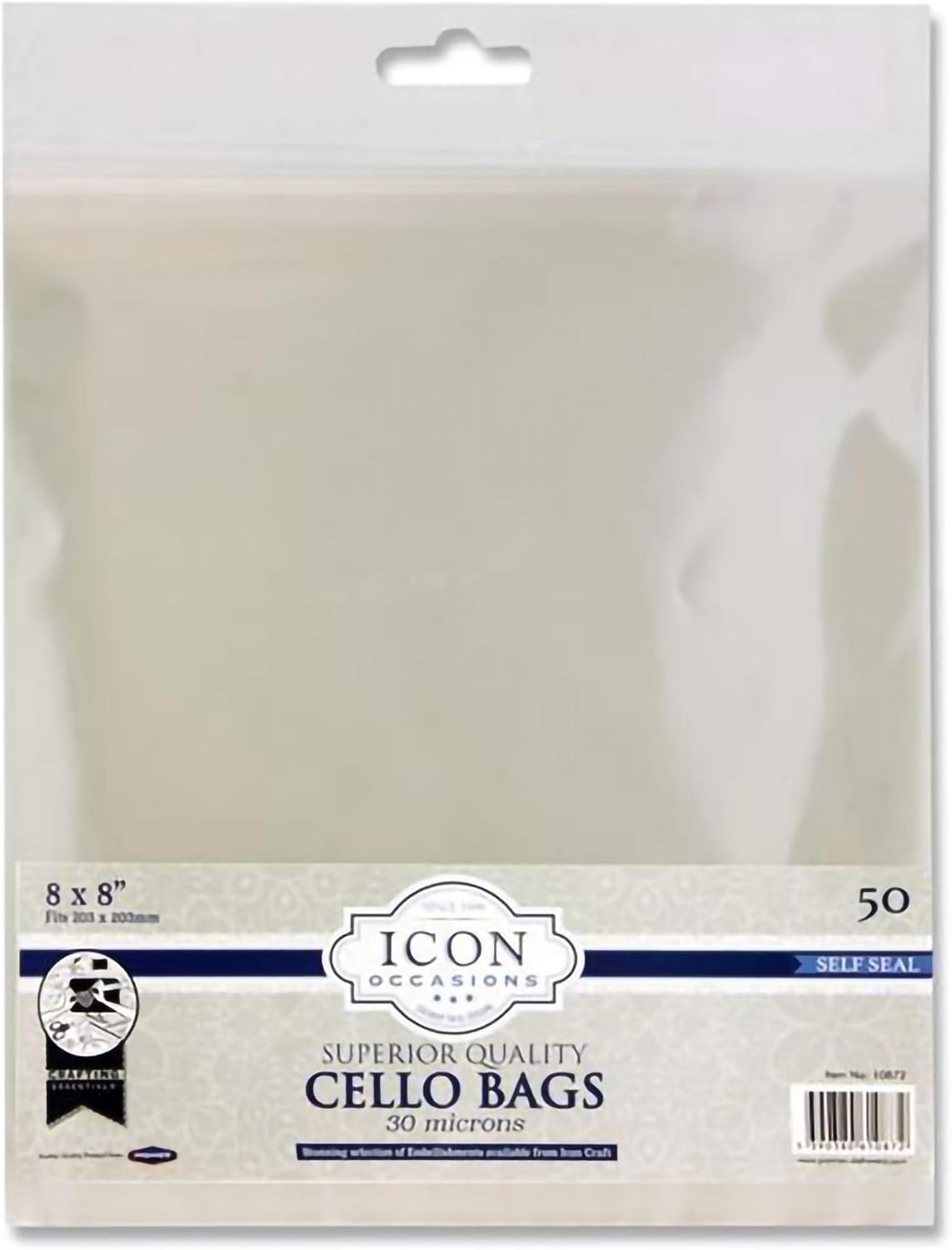 Premier Stationery Icon Self Seal Cello Bags.Pack of 50, 8 x 8-inch ...