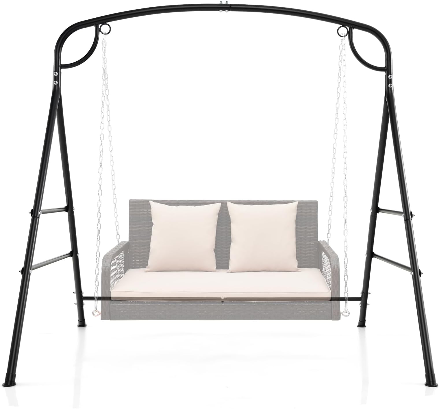 Amazon.com: HAPPYGRILL Outdoor Swing Frame Heavy-Duty Metal Porch Swing ...