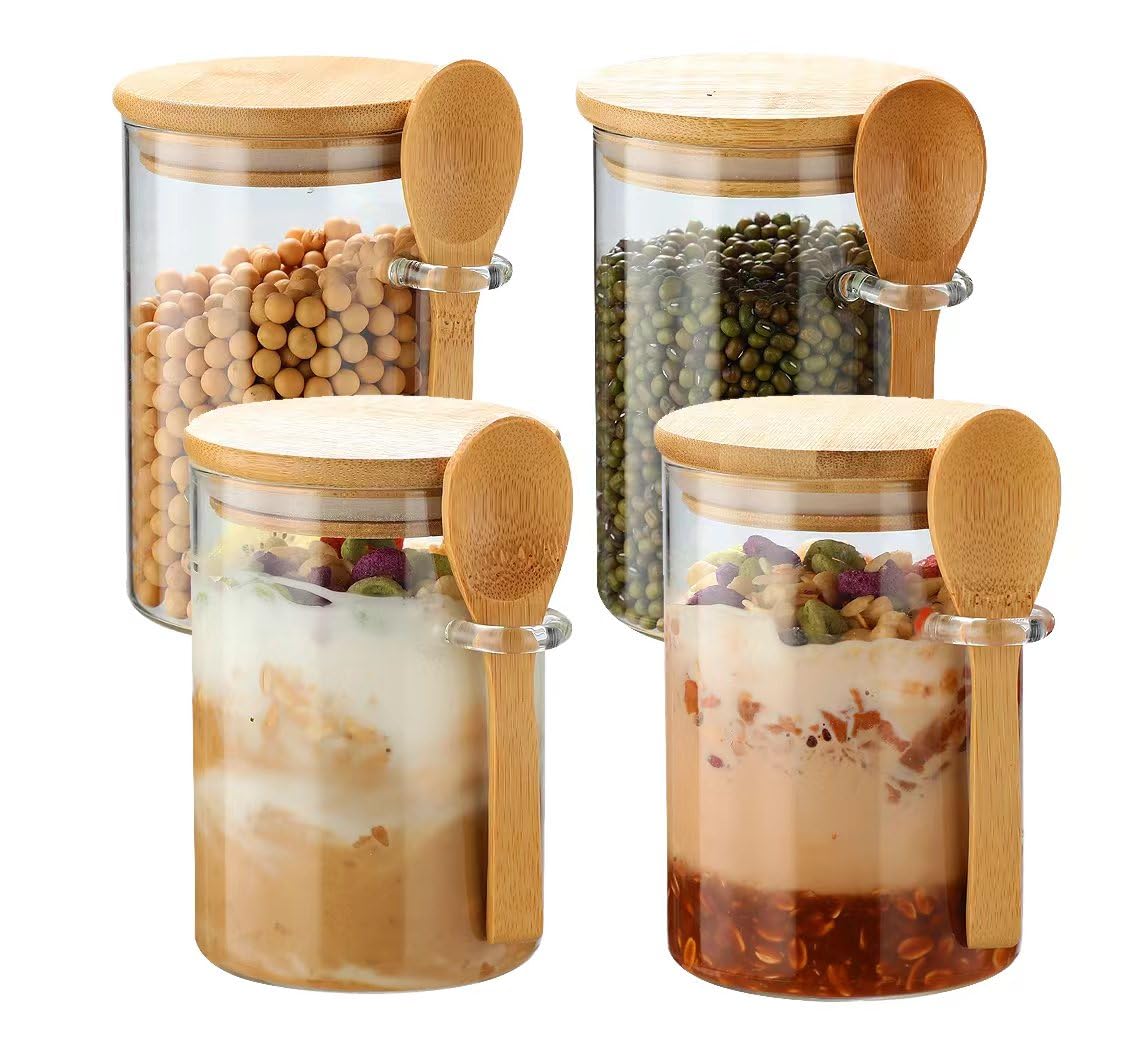 Amazon.com: Recceng 4 Pack Overnight Oats Glass Containers with Lids ...