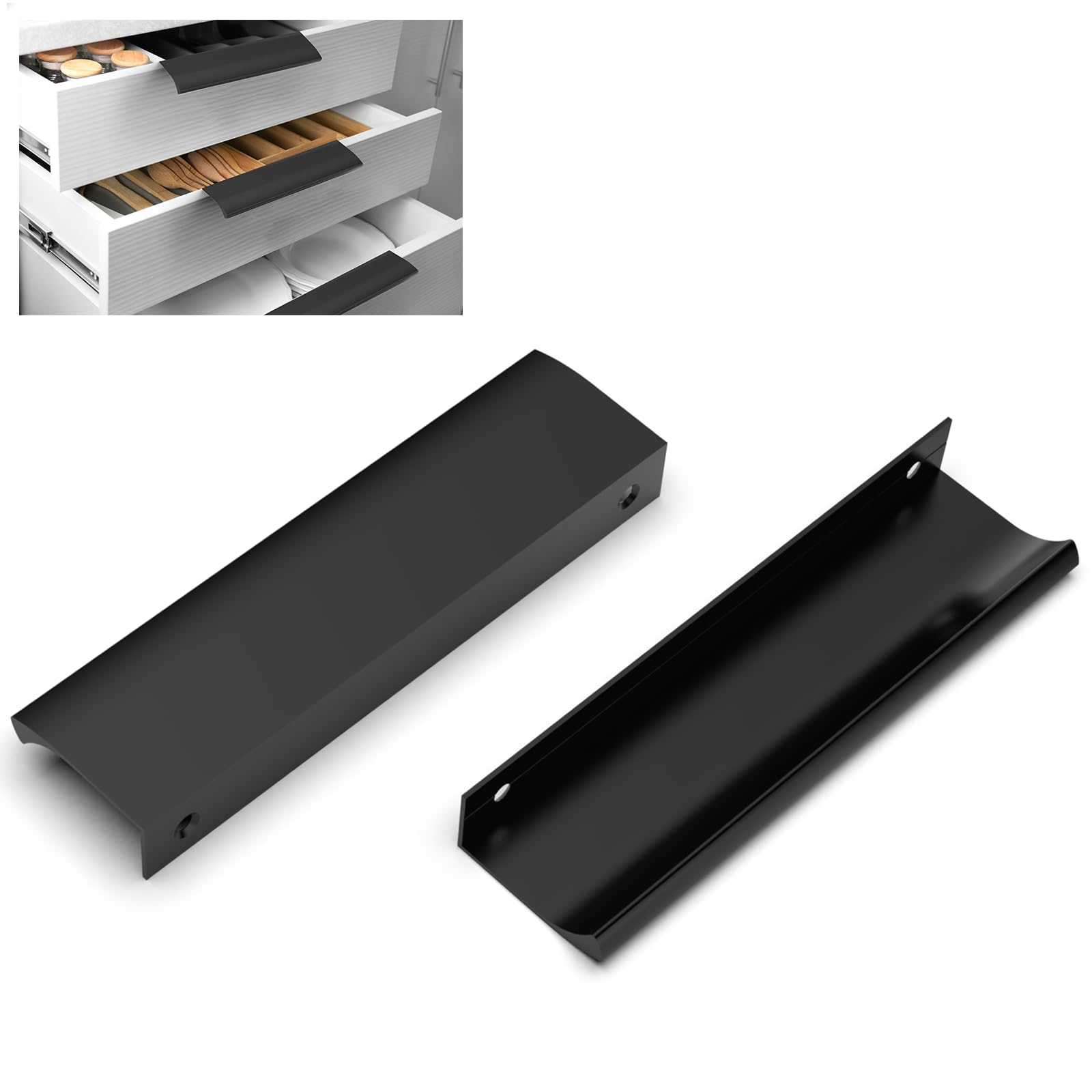 FURNIWARE Drawer Pulls, Pack of 10 Finger Edge Pull Concealed Handle ...