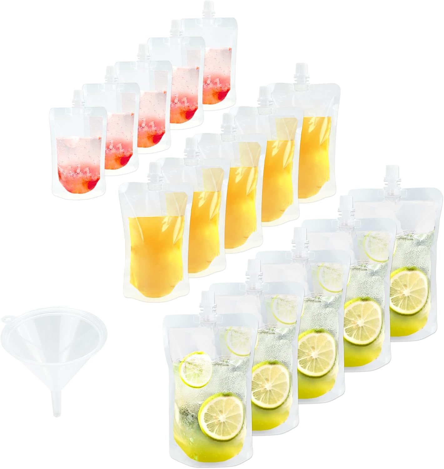 60pcs Reusable Drink Pouches for Festivals with Funnel, Clear Travel ...