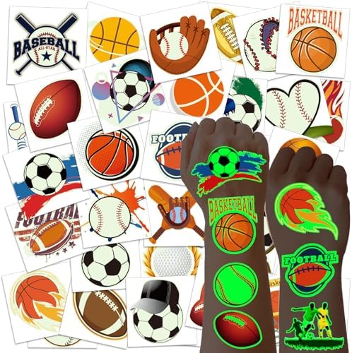 Amazon.com : 40 Sheets (300 Styles) Luminous Sports Temporary Tattoos ...