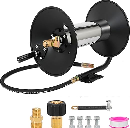 Amazon.com : 3/8" Heavy Duty Steel Pressure Washer Reel, 100FT High ...