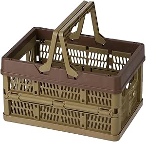 Amazon｜コーナン オリジナル LIFELEX 取っ手付き折りたたみコンテナ ハーフ ベージュ/ブラウン KO14-9318 使用時 (約) :幅220×奥行314×高さ190 (mm ...