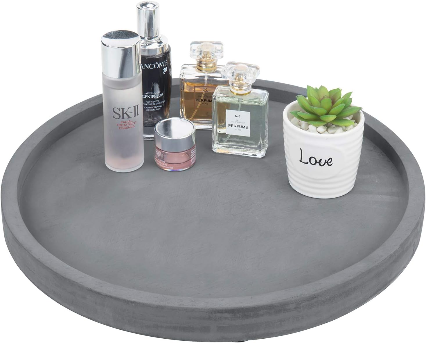Amazon.com: MyGift 16 Inch Round Gray Concrete Decorative Tray for ...