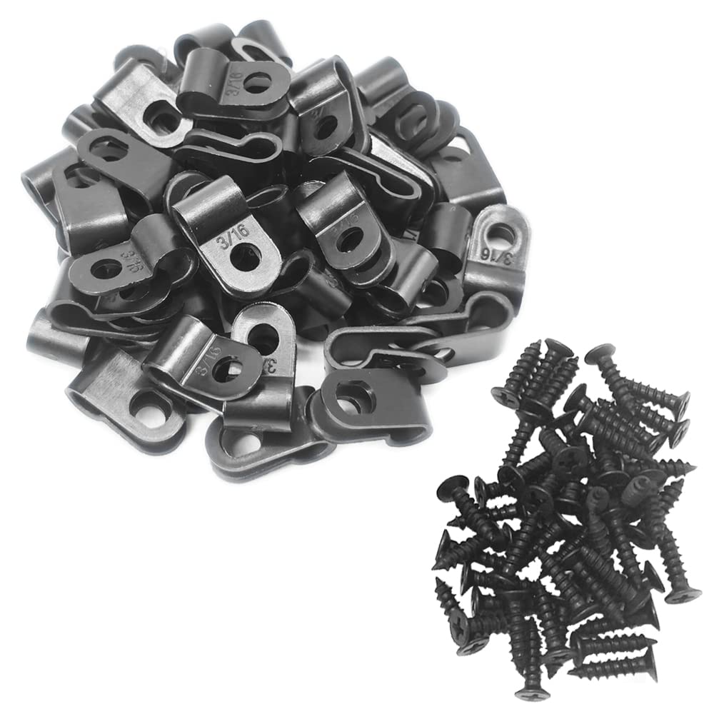 Alamic Cable Clamp R-Type Cable Clip Wire Clamp 3/16" Nylon Screw ...