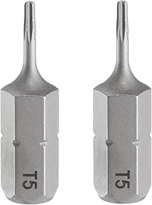 HARFINGTON 2pcs T5 Torx Screwdriver Bit 1/4" Hex Shank 25mm/1" Length ...