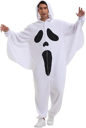 Boveco Halloween Mens Ghost Costume Adult Scary One Piece Jumpsuit ...
