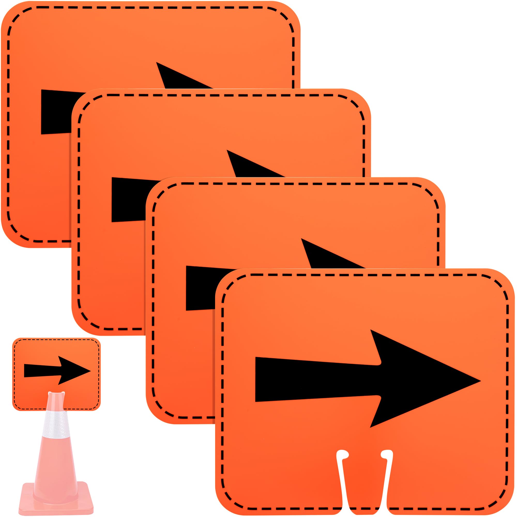 Buy 4 Pcs Traffic Cone Arrow Signs,12.5" x 10.4" Reversible Arrow Signs ...