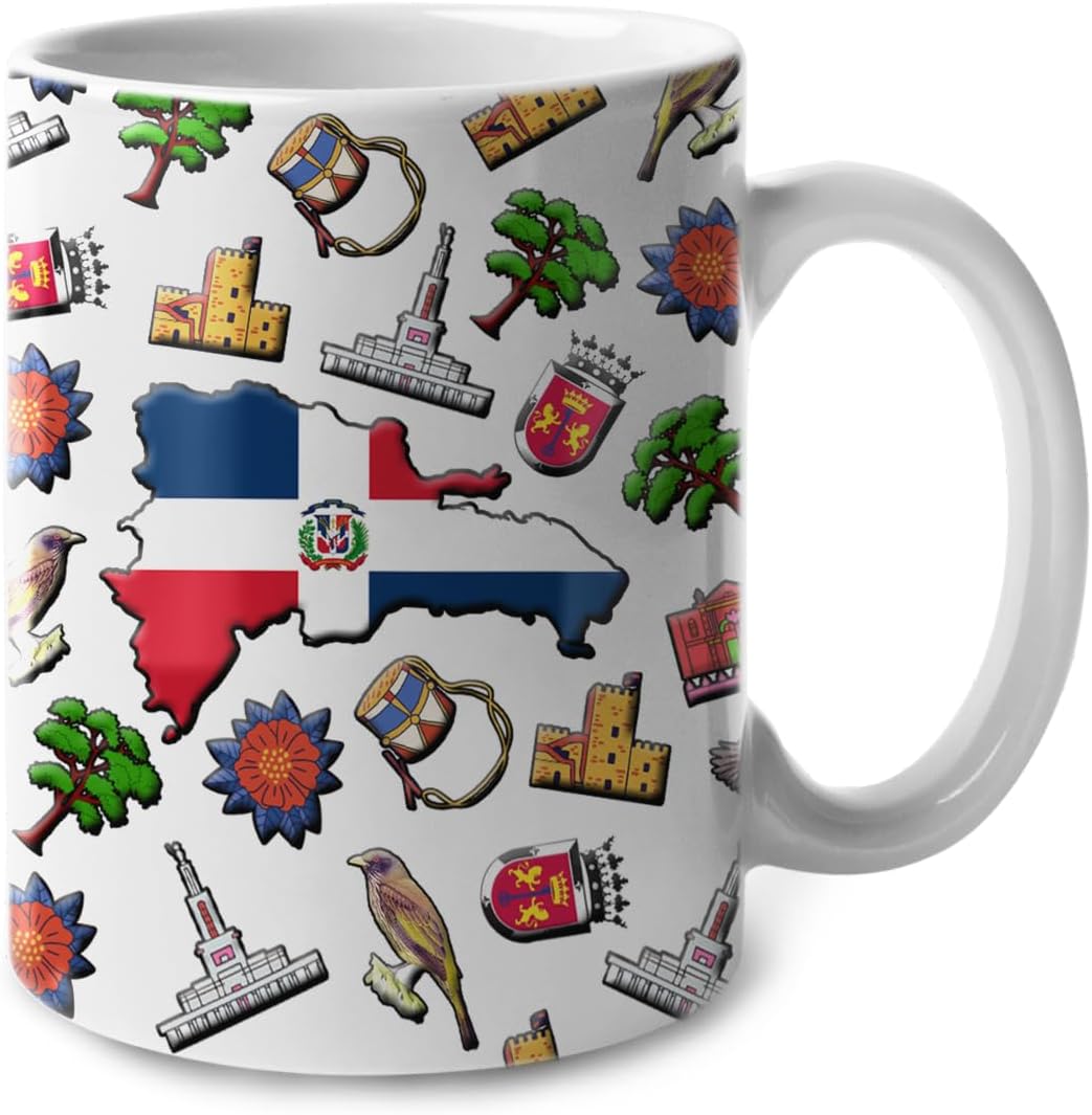 Amazon.com: Lotacy Dominican Republic Symbols Coffee Mug With Map Flag ...