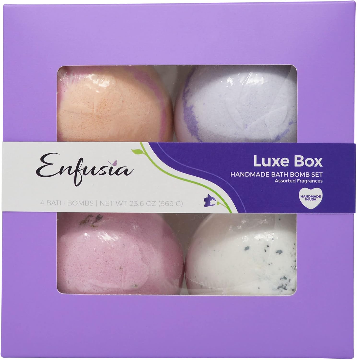 Amazon.com : Enfusia 4 Pack Bath Bomb Gift Set - 4 Fragrant Handmade ...