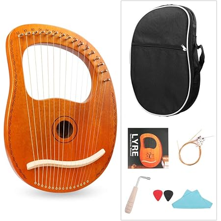 Amazon.com: Lyre Harp, AKLOT 16 Metal Strings Mahogany Body Lyra Harp ...