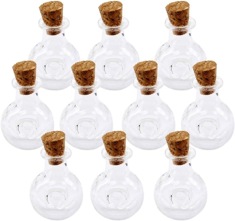 Amazon.com: 10 Pieces Mini Glass Bottle Cute Jars Vials with cork Wish ...