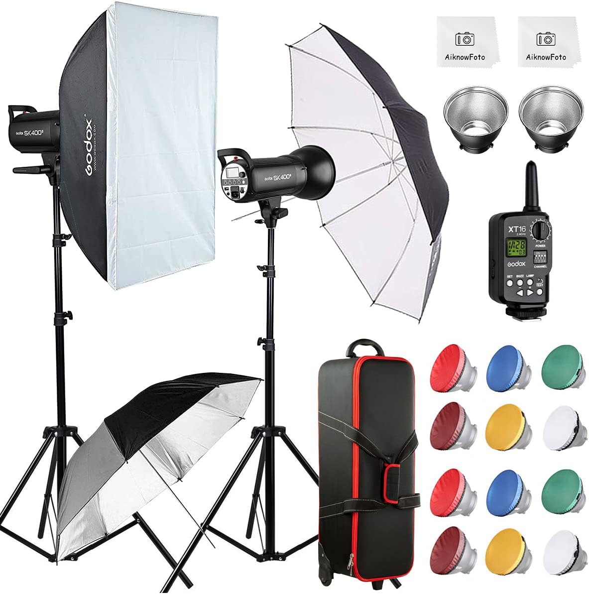 Godox 800Ws 2Packs SK400II 2.4G Studio Strobe Flash Light Kit,GN65 ...