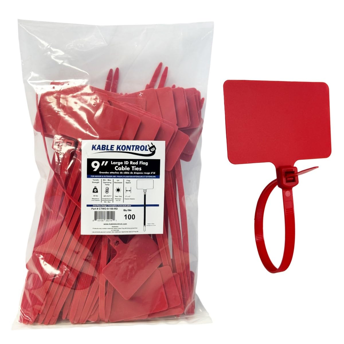 Amazon.com: Kable Kontrol Cable Marker Zip Ties, 9 Inch 100 Pcs Large ...