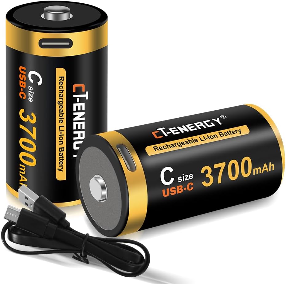 Amazon.com: CT-ENERGY Rechargeable C Batteries 1.5V Lithium C Size LR14 ...