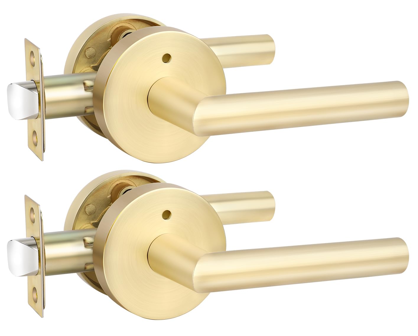 goldenwarm 2 Pack Gold Interior Door Handle, Brushed Gold Privacy Lever ...