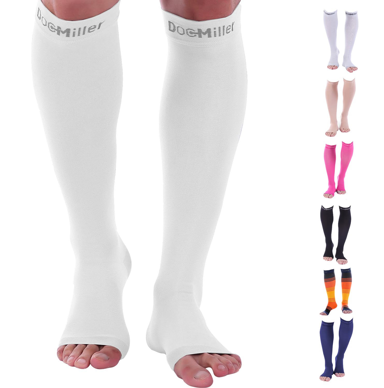 Amazon.com: Doc Miller, Open Toe Compression Socks, 8-15 mmHg, Toeless ...