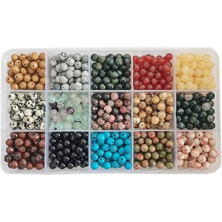 Amazon.com: Natural Round Stone Beads Genuine Real Gemstones Smooth ...
