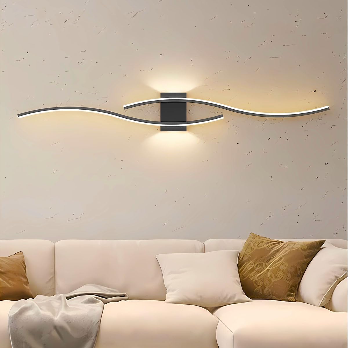 J.SUNUN Applique da Parete Interno LED Nero 100CM 39.4in 35W 2800LM ...