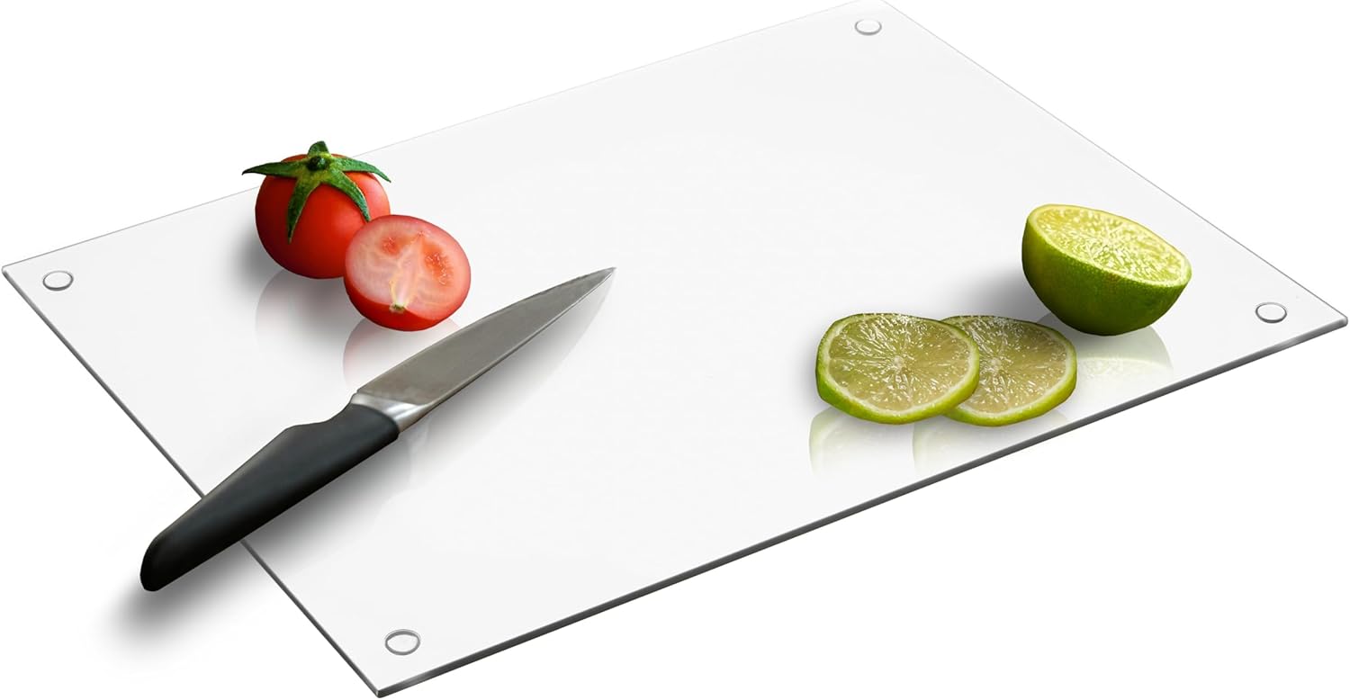 Smooth Clear Glass Chopping Board - Non Slip Tempered Glass Worktop ...