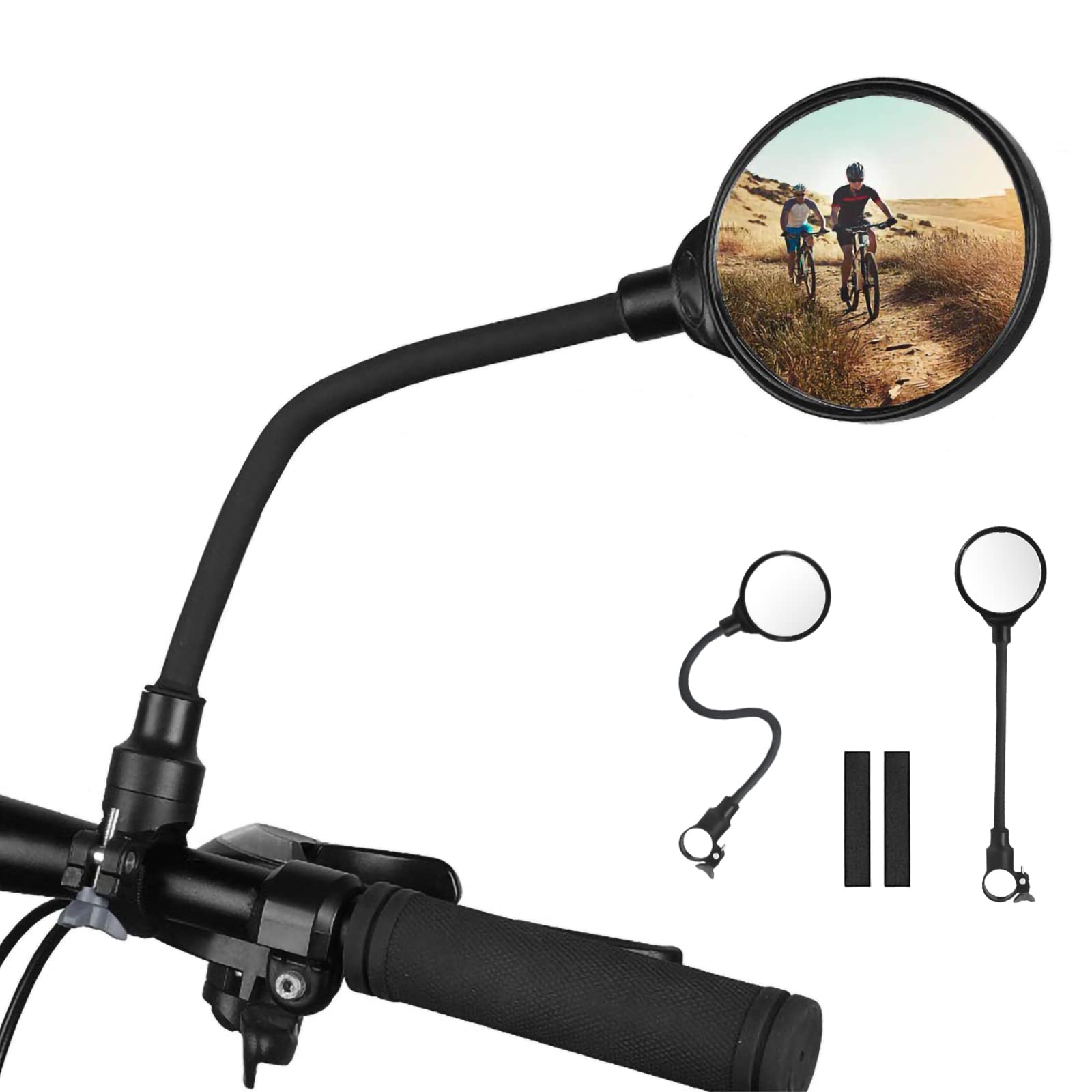 Ruiyuan Bike Mirror 2 PCS Bicycle Mirrors Bendable Rotatable Wide Angle ...