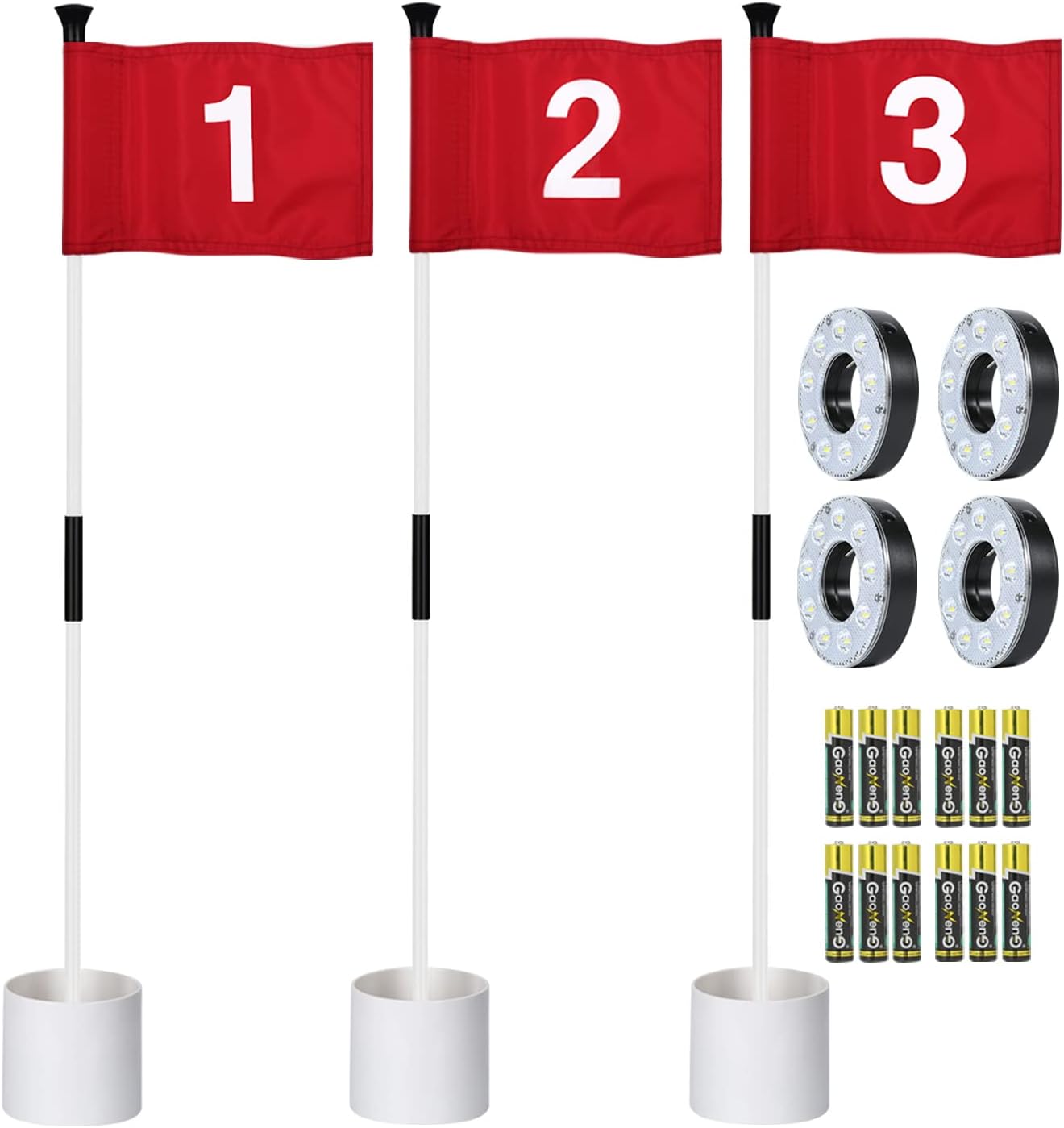 Amazon.com : KINGTOP Mini Golf Flagstick with LED Hole Light, Practice ...