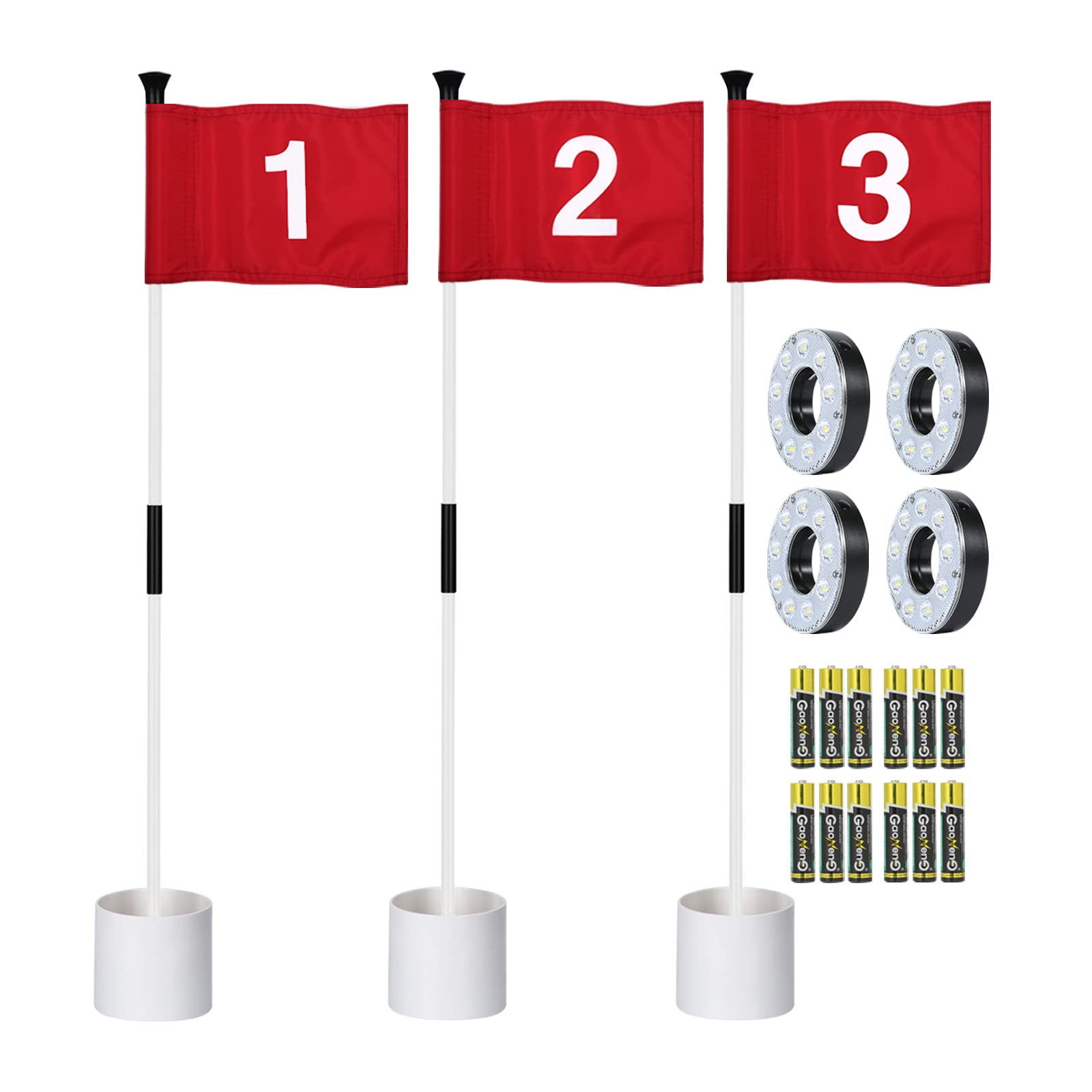 Amazon.com : KINGTOP Mini Golf Flagstick with LED Hole Light, Practice ...