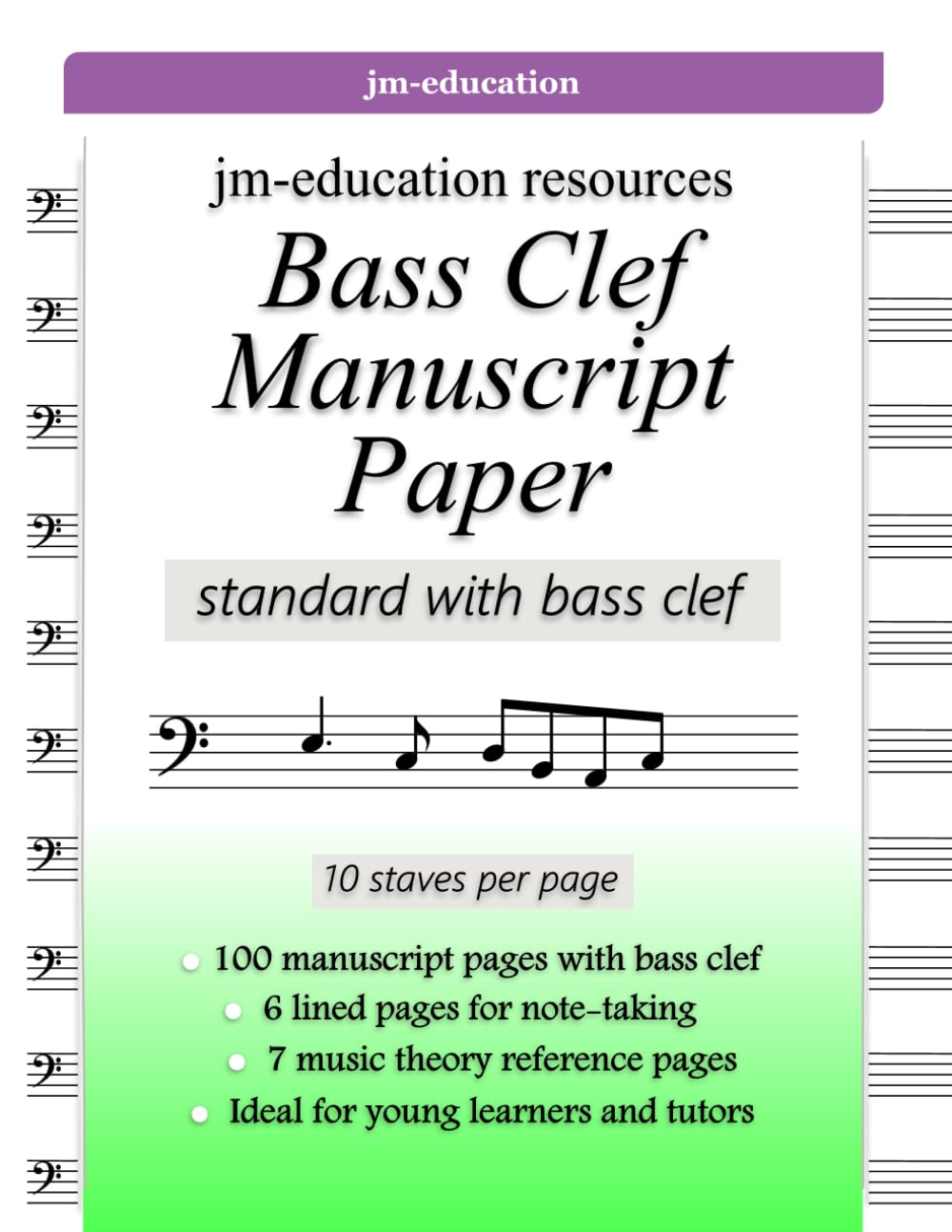 Bass Clef Manuscript Paper: standard with bass clef: Amazon.co.uk ...