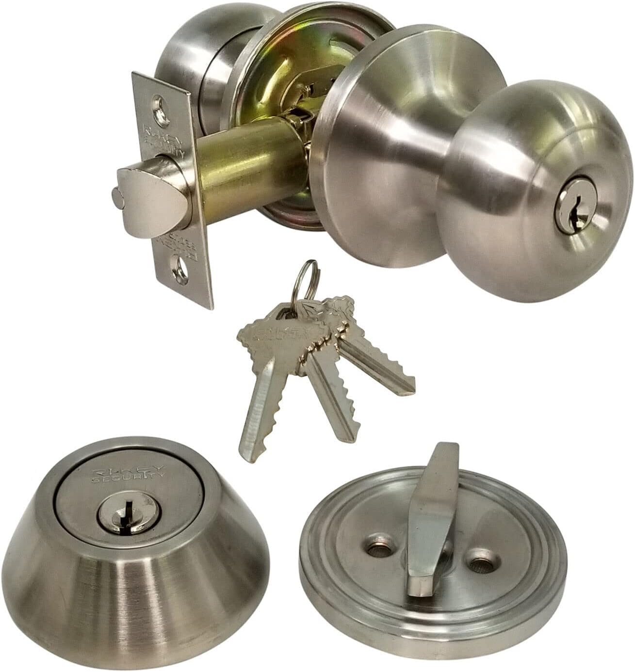 DoorKnob and Deadbolt Set with 6 Keys for Entry Front Door Bedroom ...