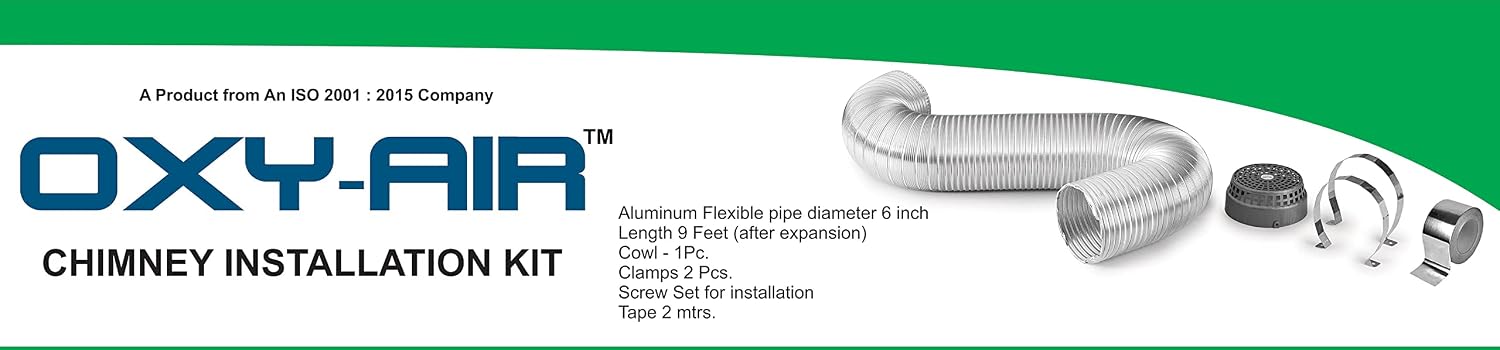 Oxyair 6 Inch Chimney Installation Kit with All Cowl Clamps Aluminium ...