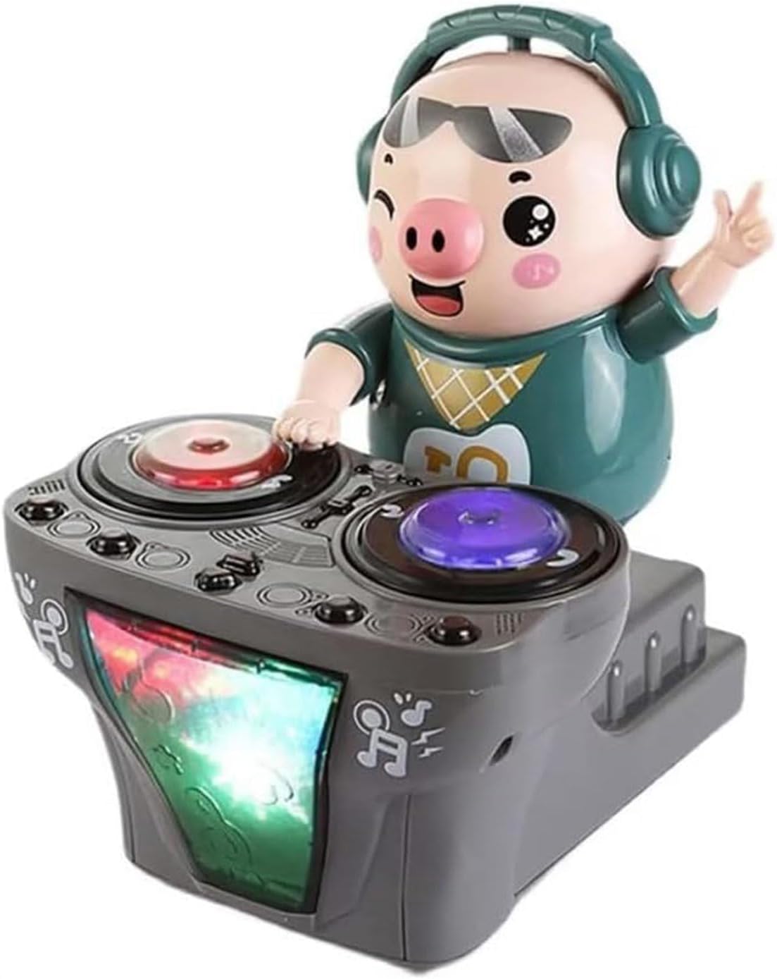 DJ Swinging Piggy Toy, Electric Music Dancing Pig Toy with LED Lights and Dynamic Music, Rock ...